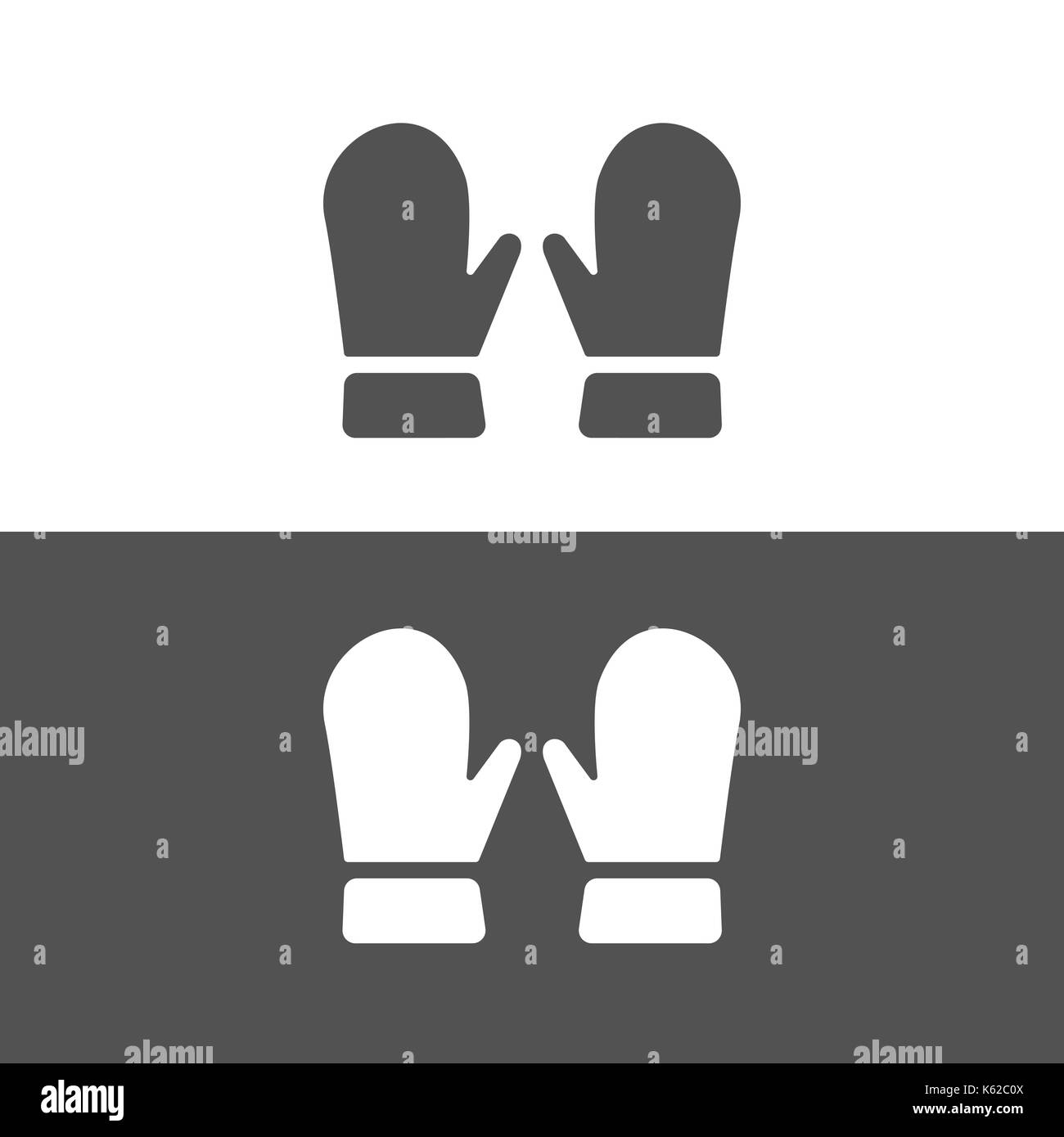 Mittens vector icon on dark and white background. Vector illustration ...