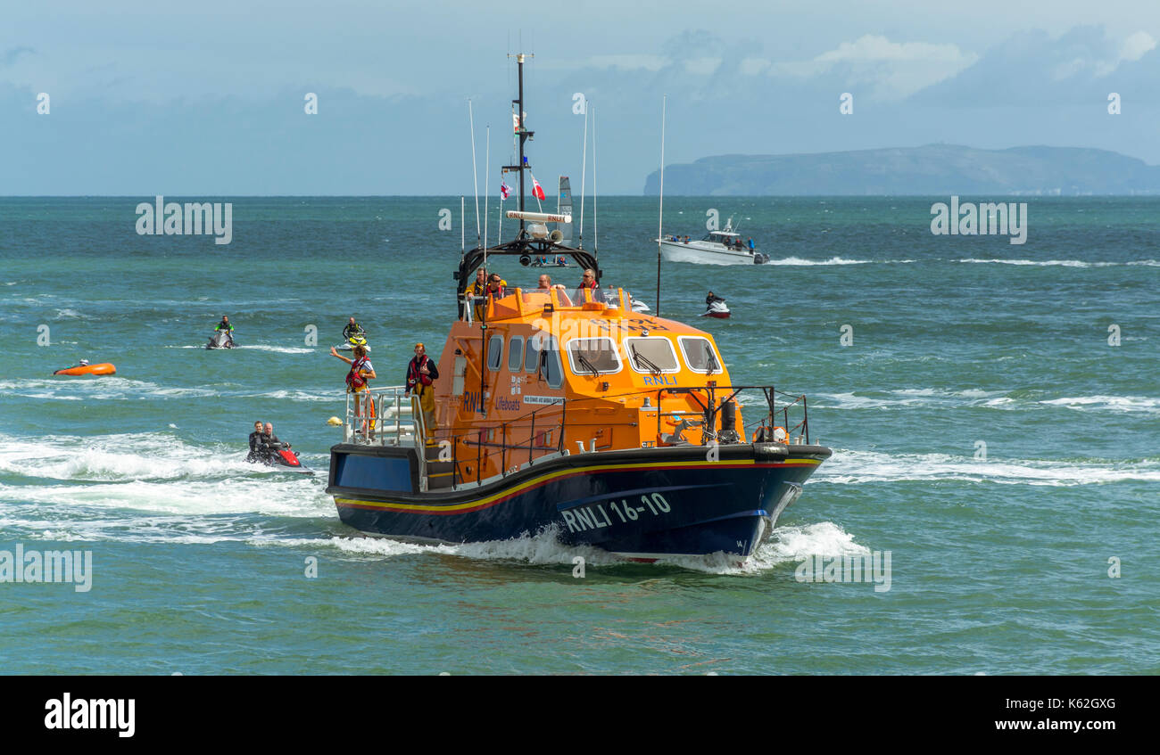 Views of Moelfre Lifeboat in the bay at Moelfre Lifeboat Day 2017 event ...