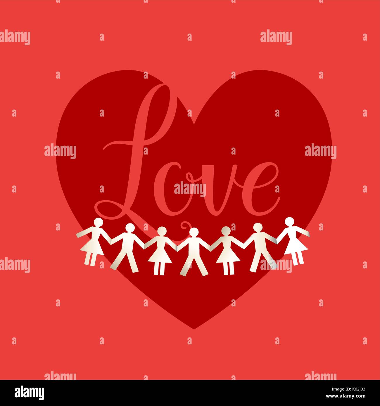 Red love lettering and paper crowd Stock Vector Image & Art - Alamy