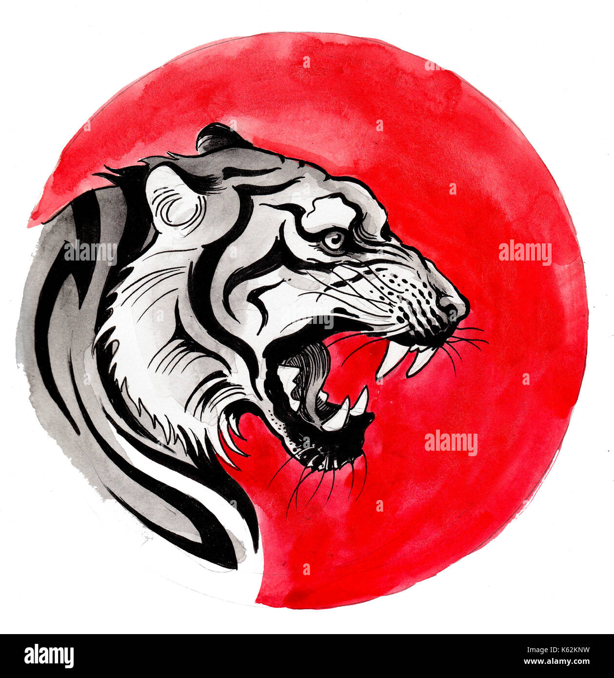Tiger and red sun Stock Photo - Alamy