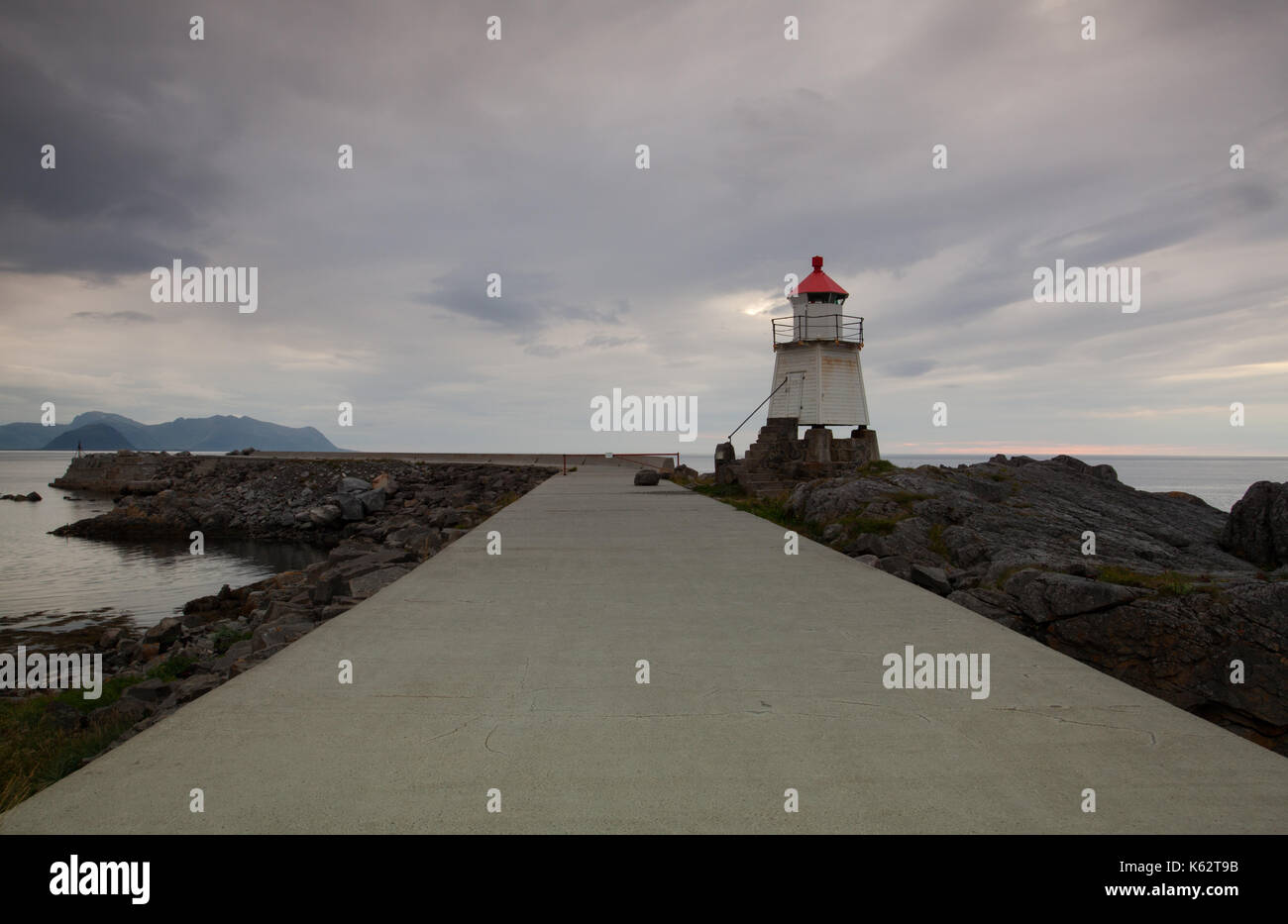 On the pier in Laukvik at sunset, Lofoten islands, Nordland, Norway ...