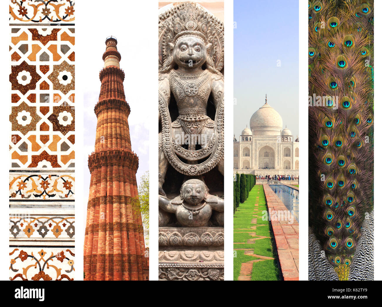 Set of vertical banners with famous landmarks of India. Qutub-minarin ...