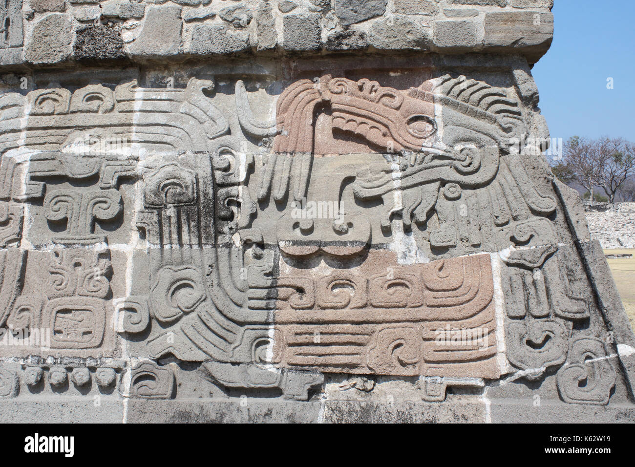 Bas-relief carving with of a Quetzalcoatl, pre-Columbian Maya ...