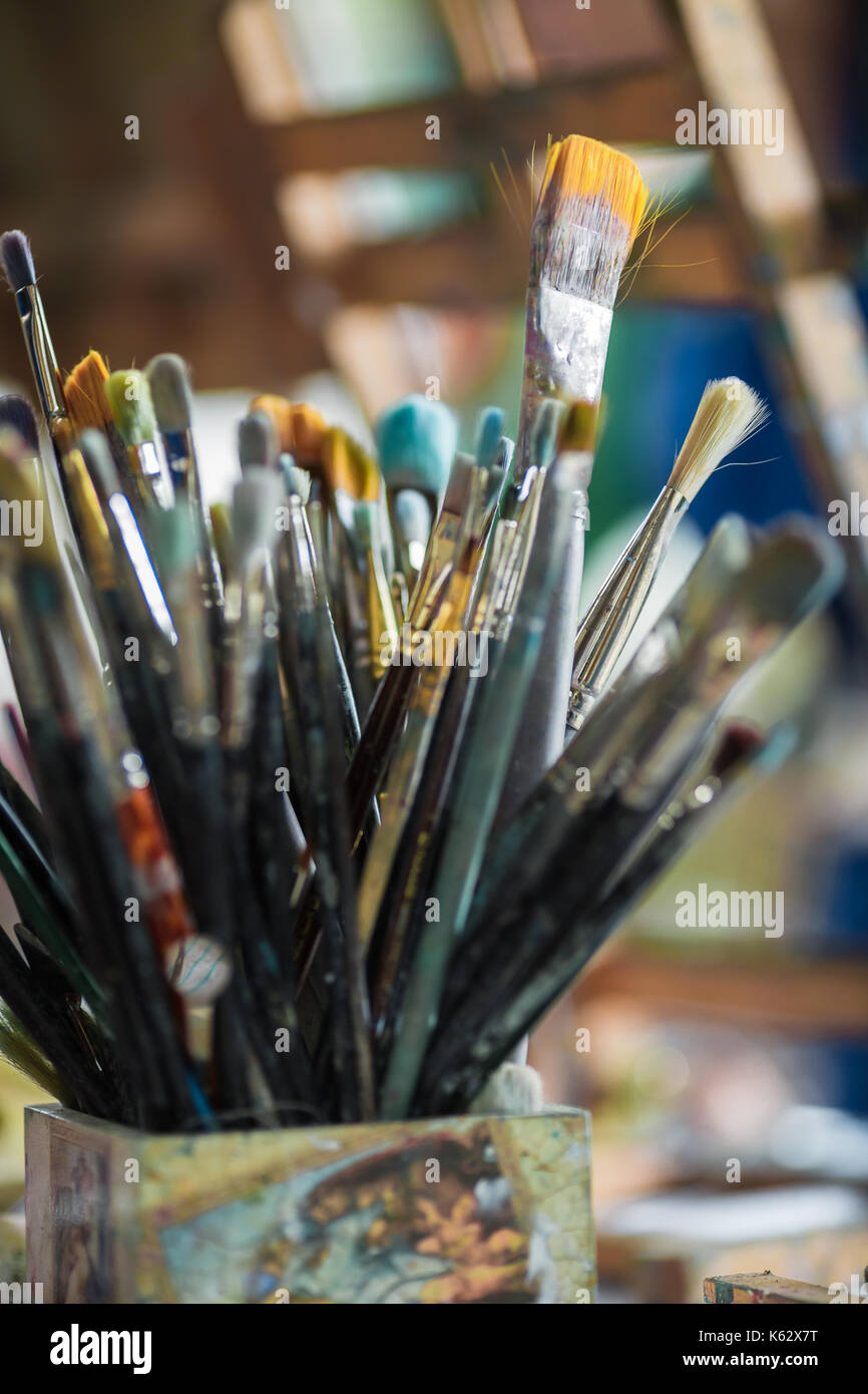 different painting brushes Stock Photo - Alamy