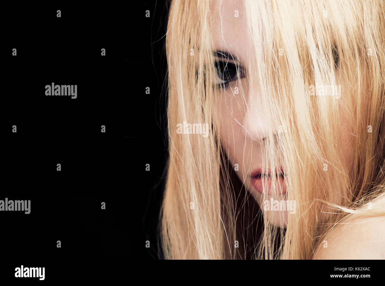 Hair over face Stock Photo - Alamy