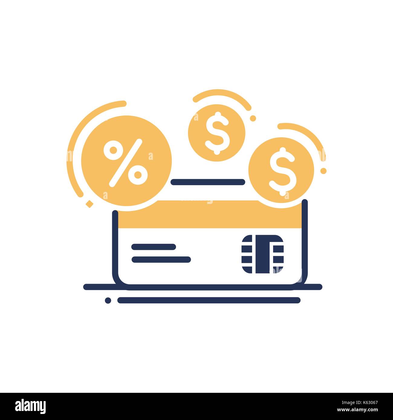 Credit - modern vector single line design icon. Banking system sign ...