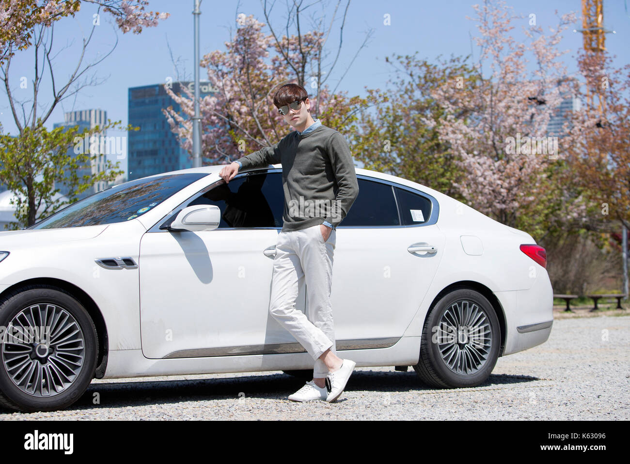 Asian model pose car hi-res stock photography and images - Alamy