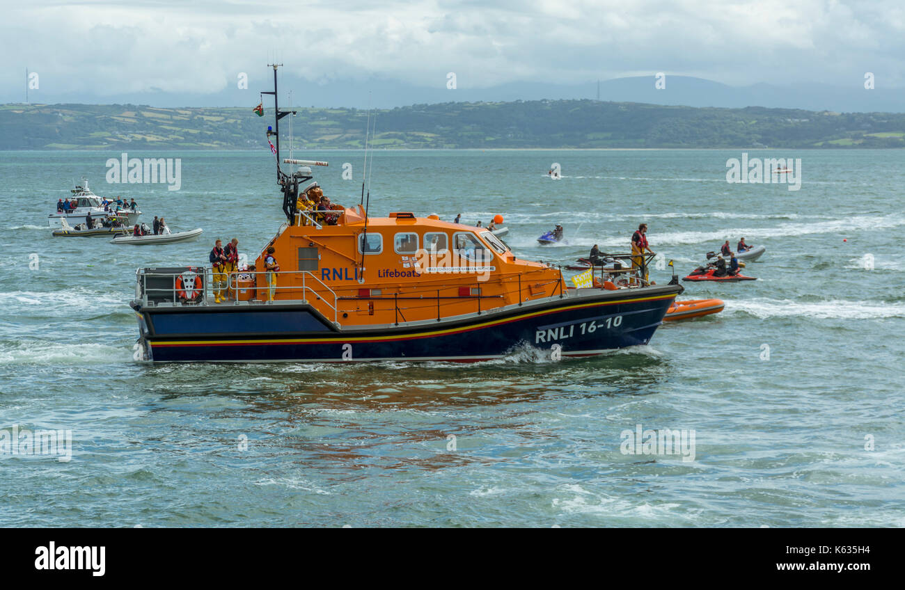 Views of Moelfre Lifeboat in the bay at Moelfre Lifeboat Day 2017 event ...
