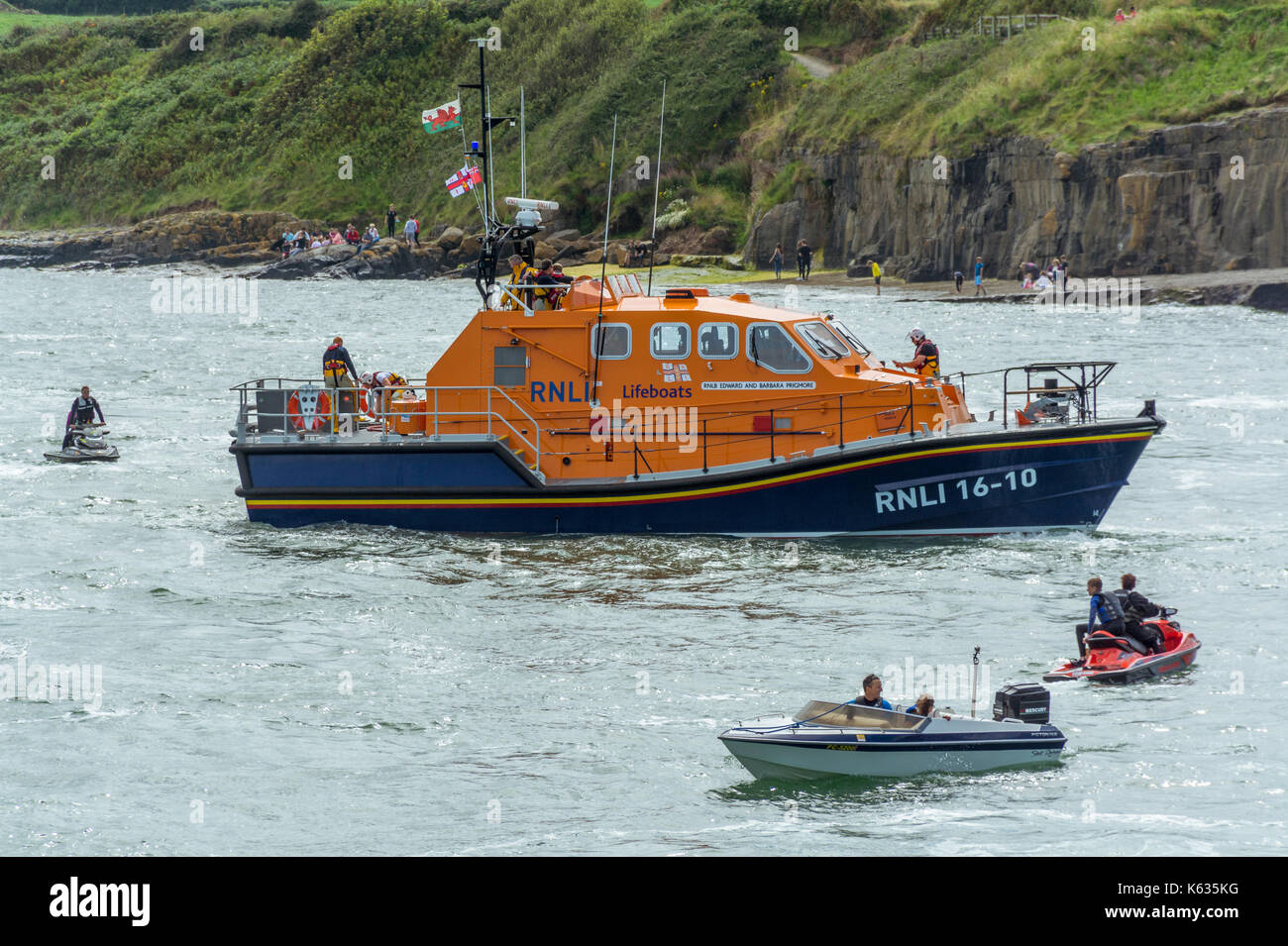 Views of Moelfre Lifeboat in the bay at Moelfre Lifeboat Day 2017 event ...