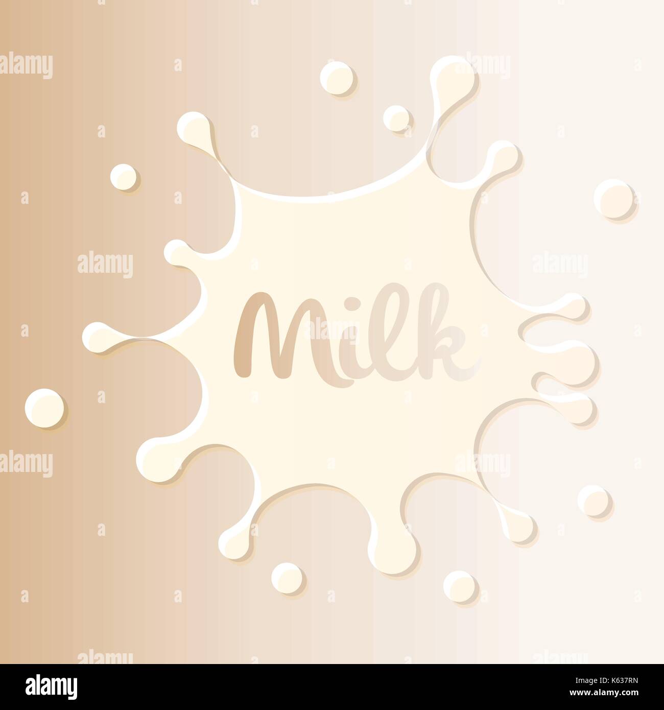 Milk stain logo, white blot on milky color background. Dairy product ...