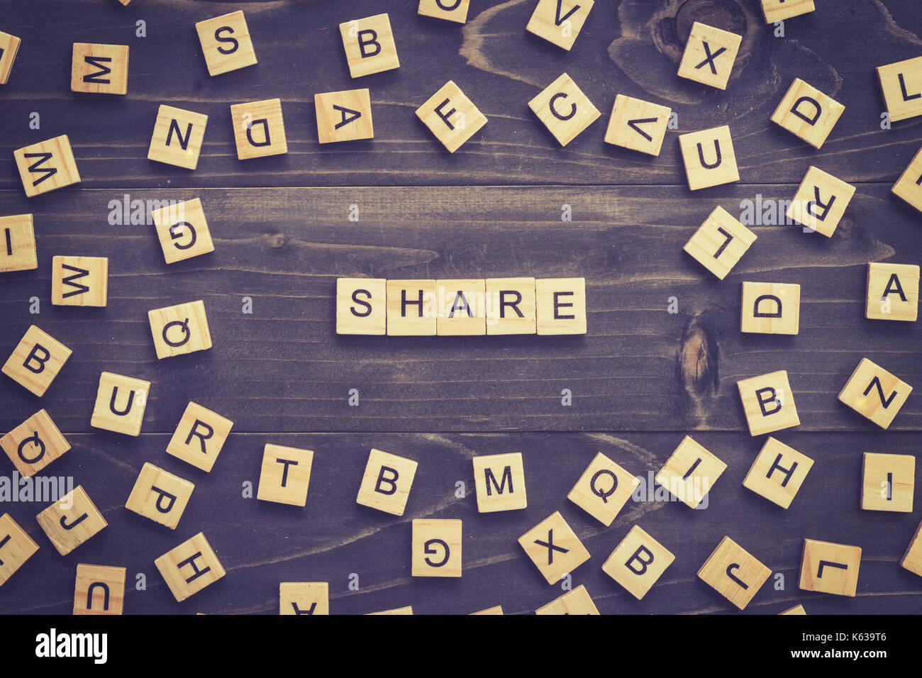 Share word wood block on table for business concept Stock Photo - Alamy