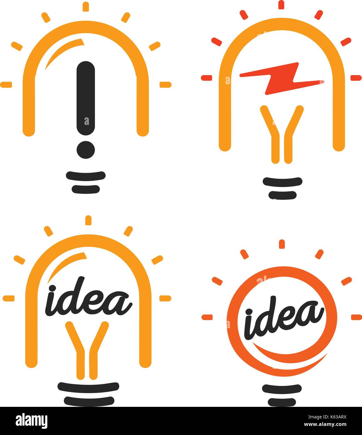 Stylized lightbulbs logo set, new idea and solution abstract symbol ...