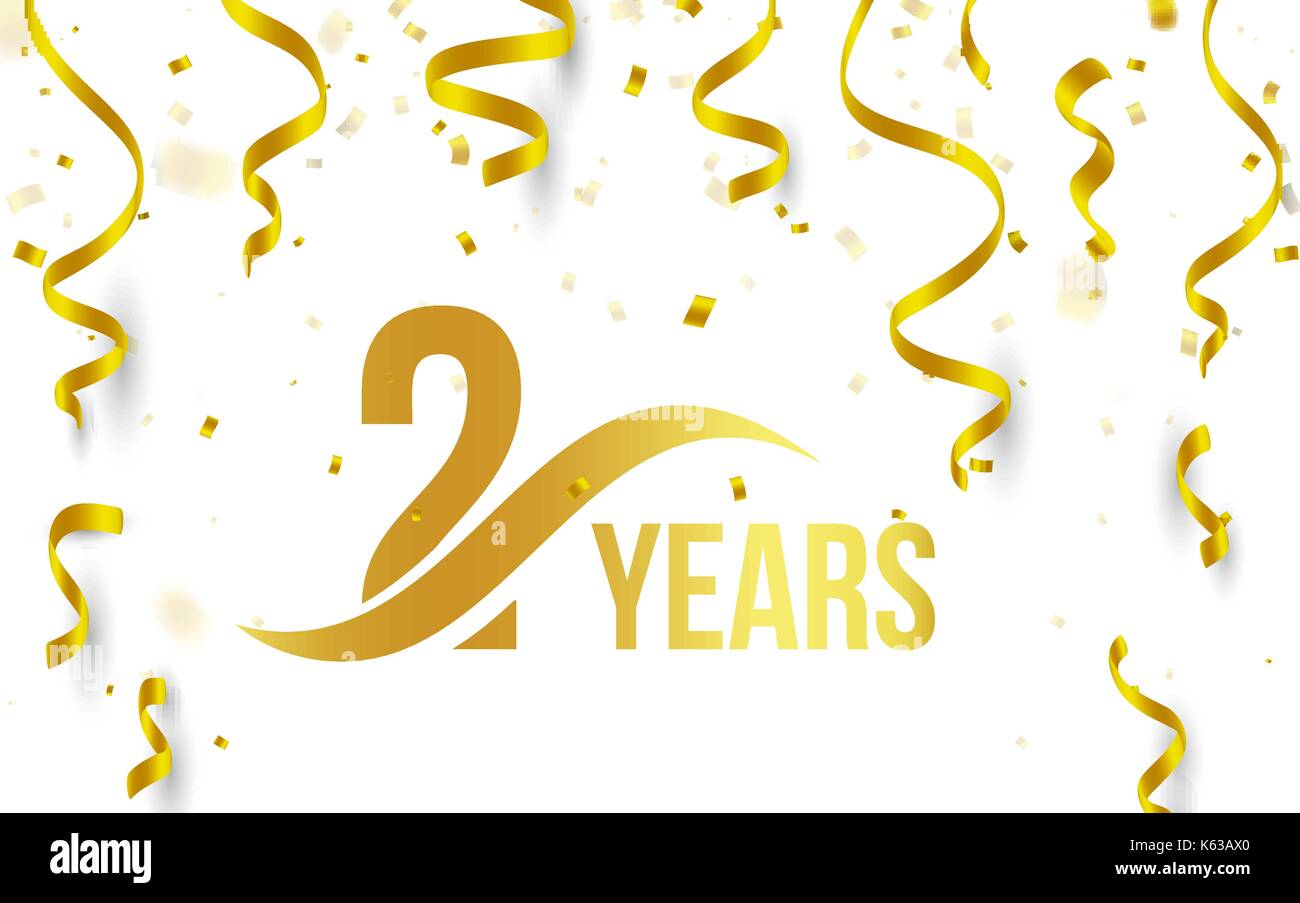 Isolated golden color number 2 with word years icon on white background ...