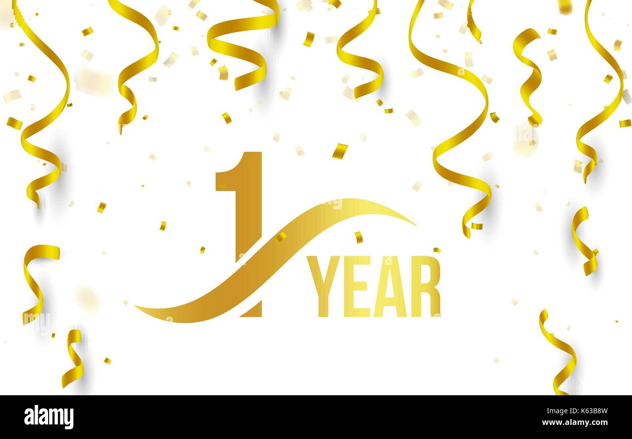 Isolated golden color number 1 with word years icon on white background ...