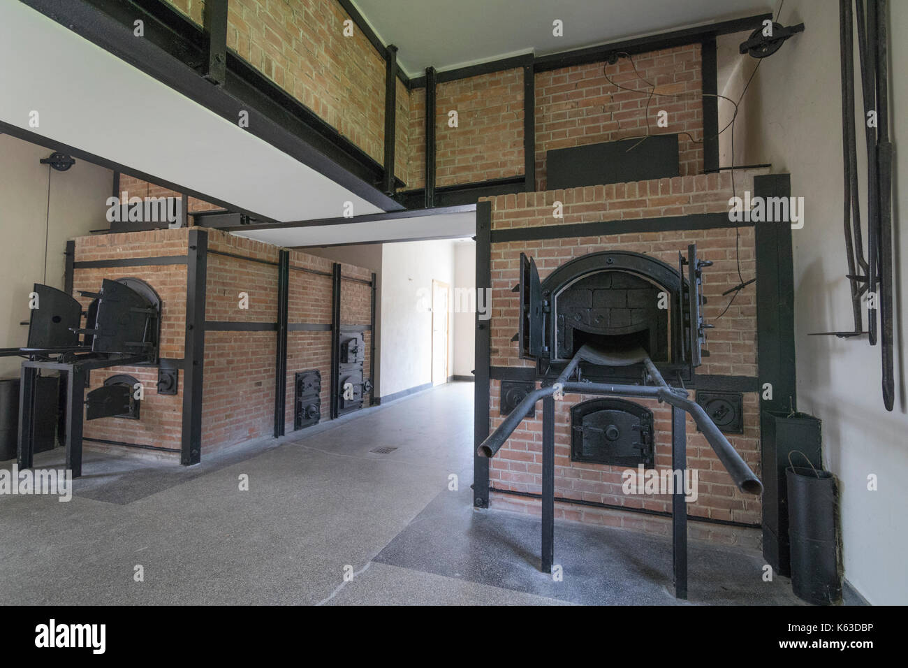 Crematorium room with ovens at former German concentration camp ...