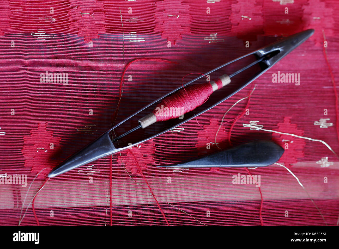 Jamdani weaving tools on display. Jamdani is a superfine handloom ...