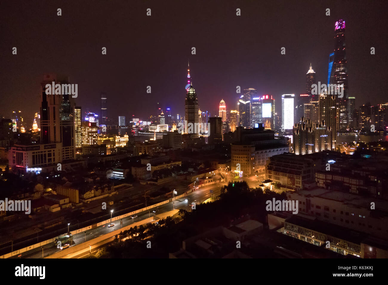 Urban view of Shanghai, China, Asia at night. Landscape in Chinese city ...