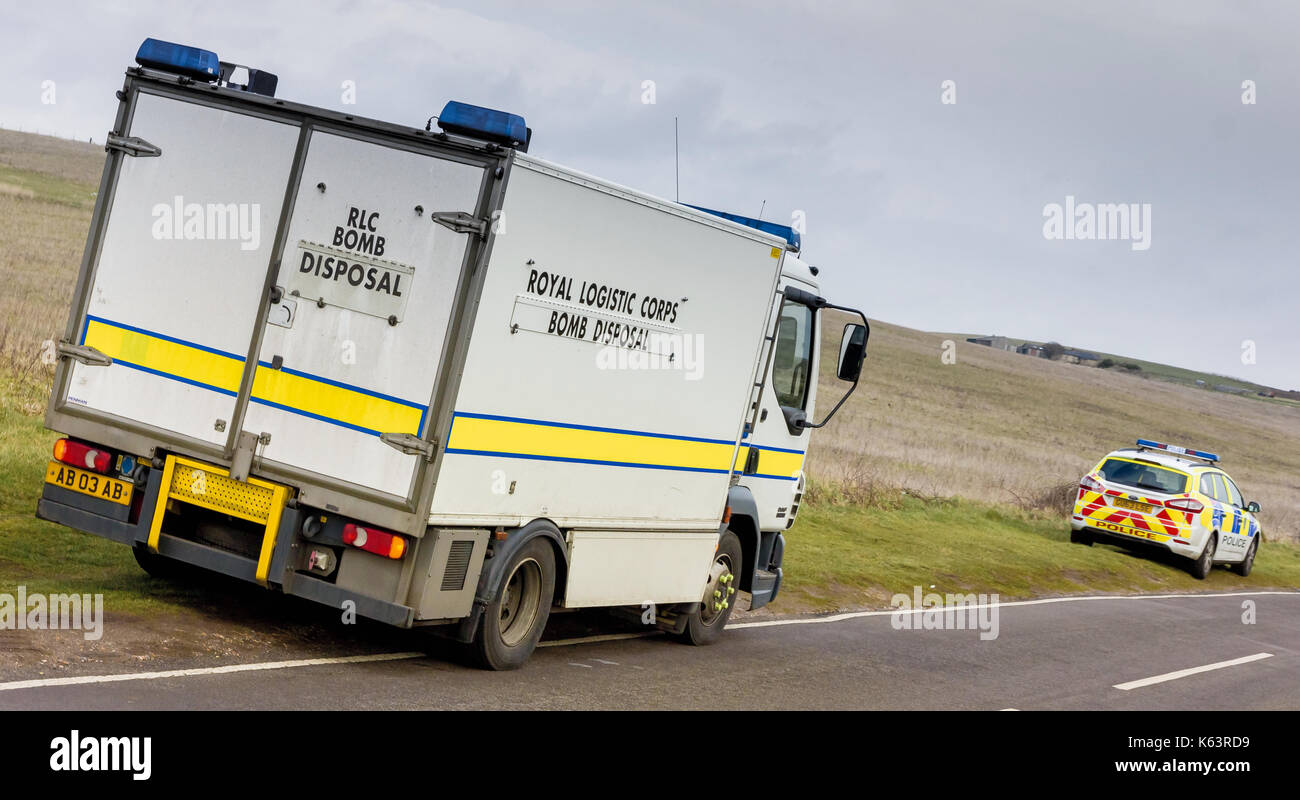 Royal Logistic Corps bomb disposal team and police attend a South Coast ...