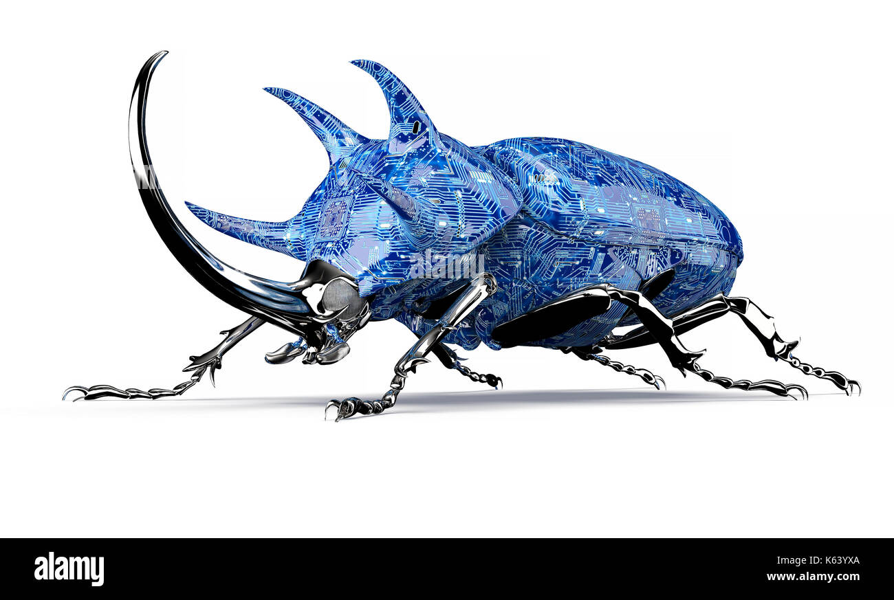 digital safety concept electronic computer bug isolated, 3D ...