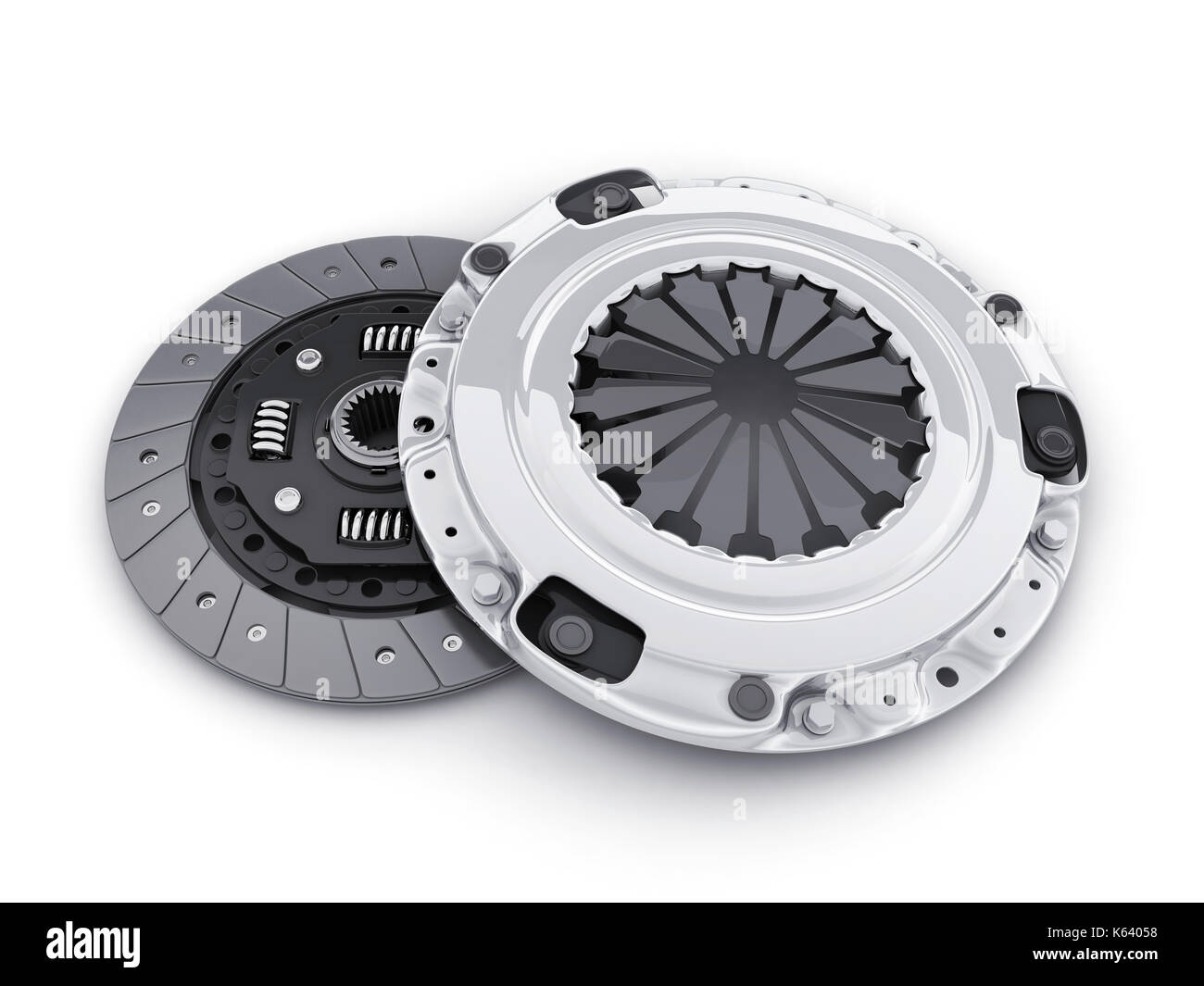 Disc and cover cluth car on white background. 3d illustration Stock ...