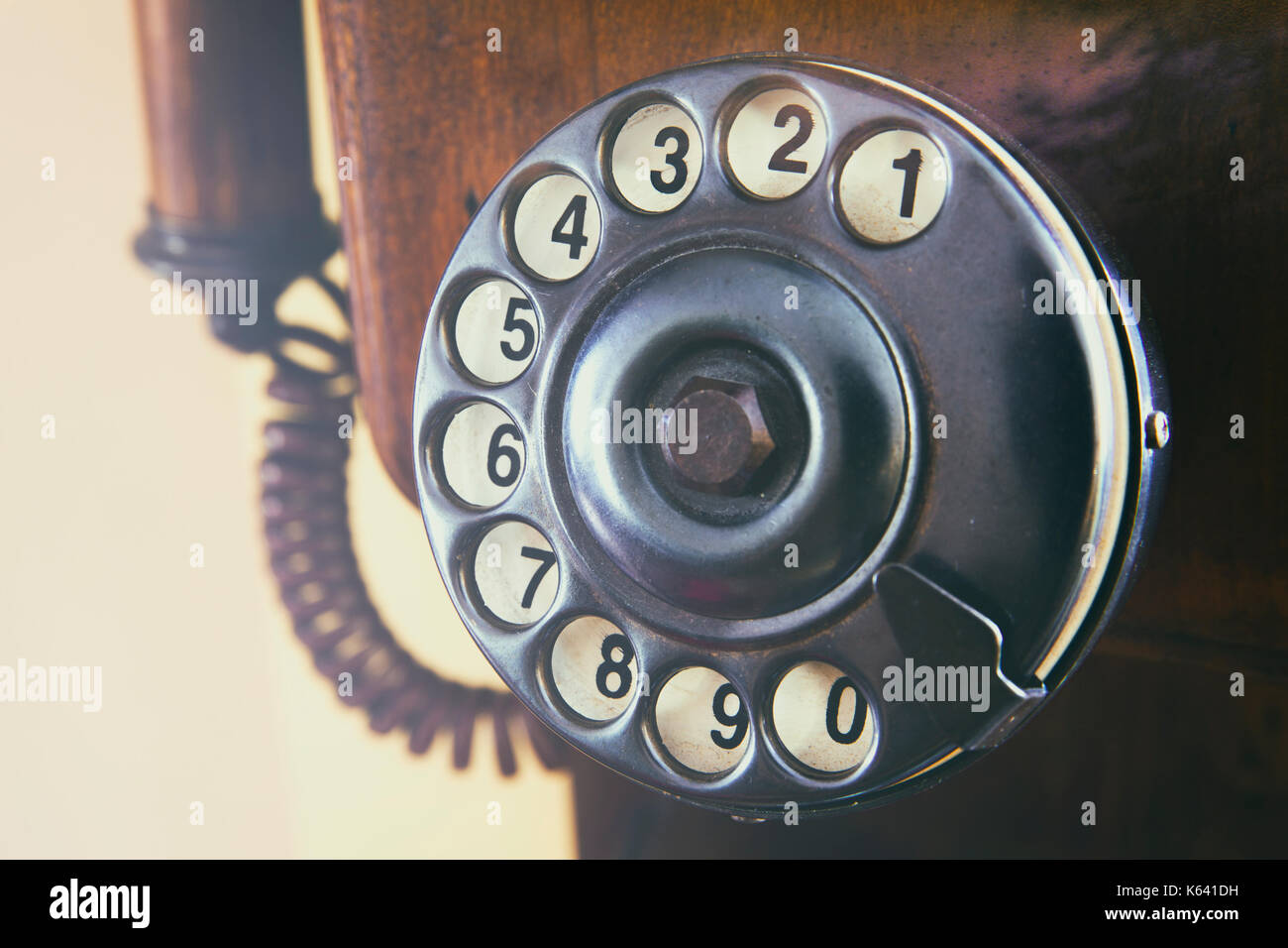 Close-up retro phone dial-plate. Horizontal indoors shot Stock Photo ...