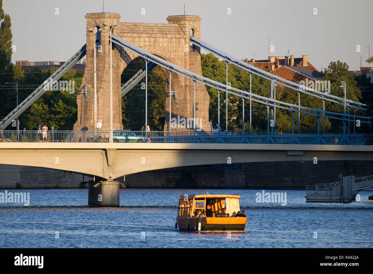 Most Pokoju (Peace Bridge) and suspension bridge Most Grunwaldzki ...