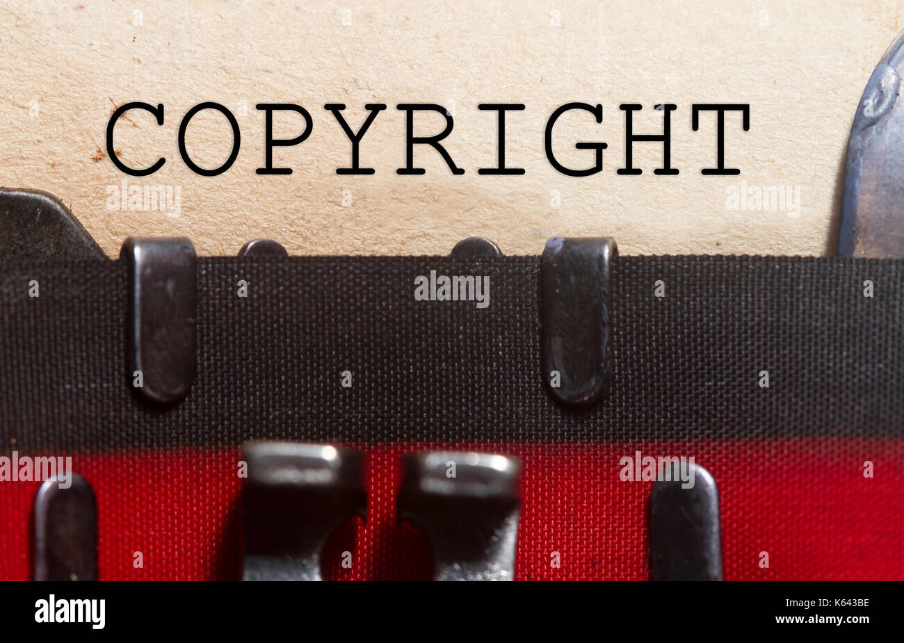Copyright typed on an old vintage paper using the old typewriter font ...