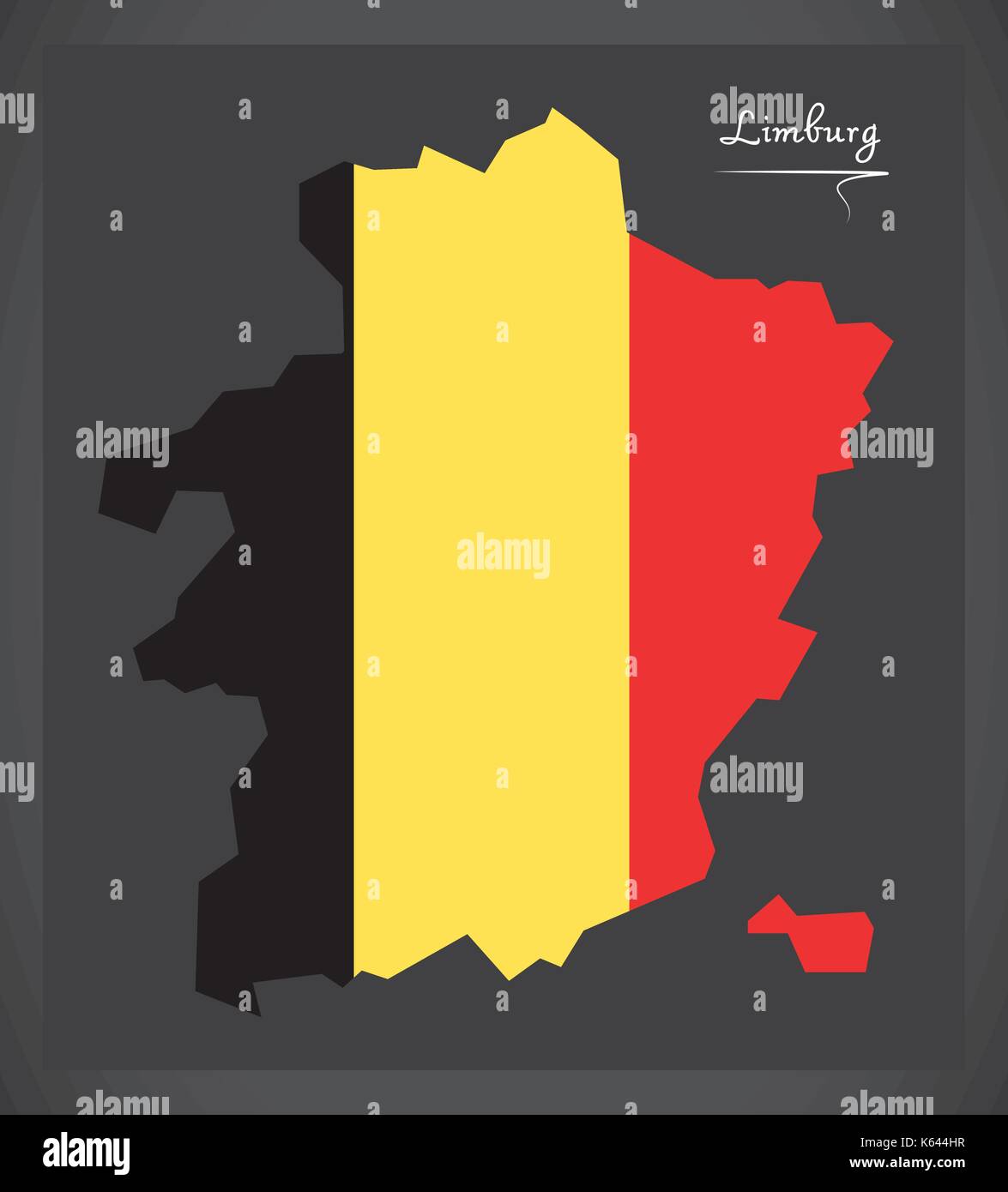 Limburg map of Belgium with Belgian national flag illustration Stock ...