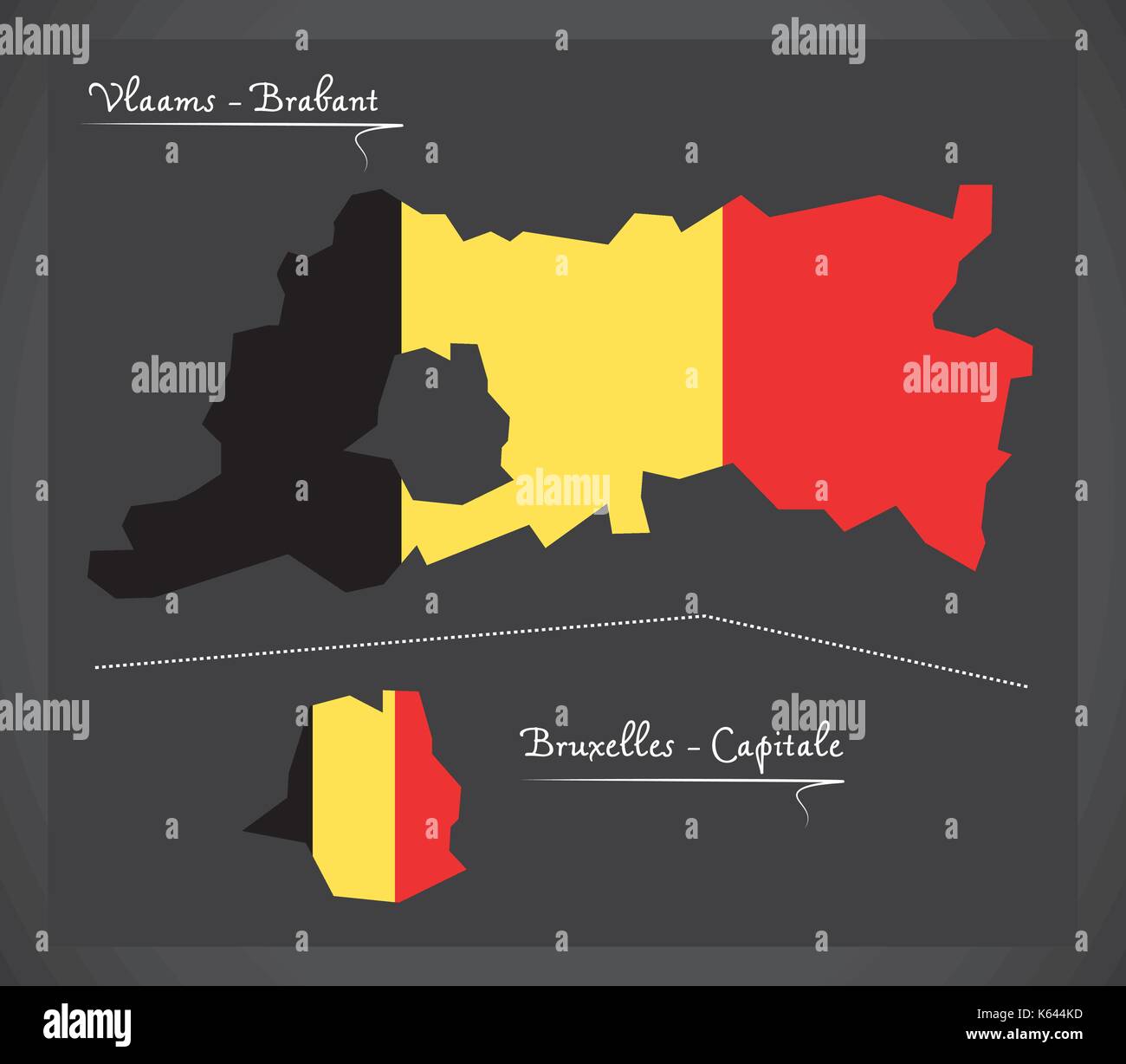 Vlaams - Brabant and Bruxelles map of Belgium with Belgian national ...