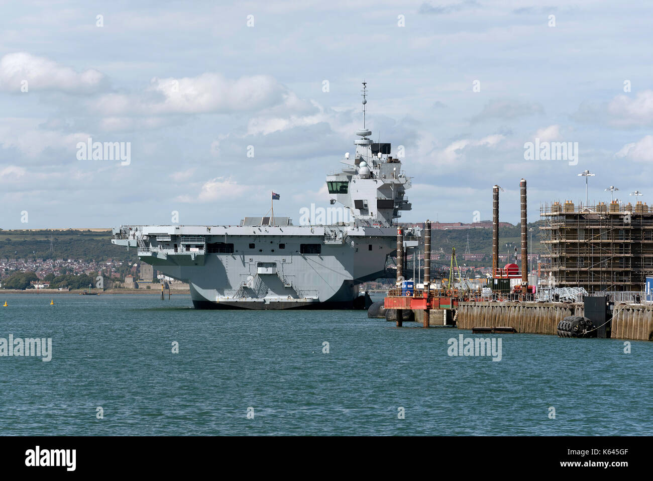 Portsmouth England UK.Royal Navy Dockyard with aircraft carrier HMS ...