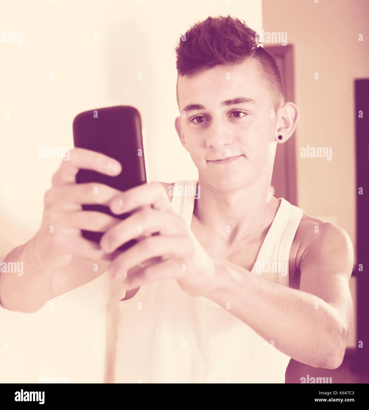 Male european student selfie hi-res stock photography and images - Alamy