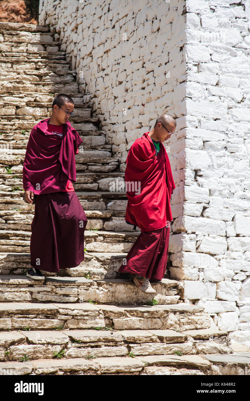 Buddhist monks at holy temple, Bhutan Stock Photo - Alamy