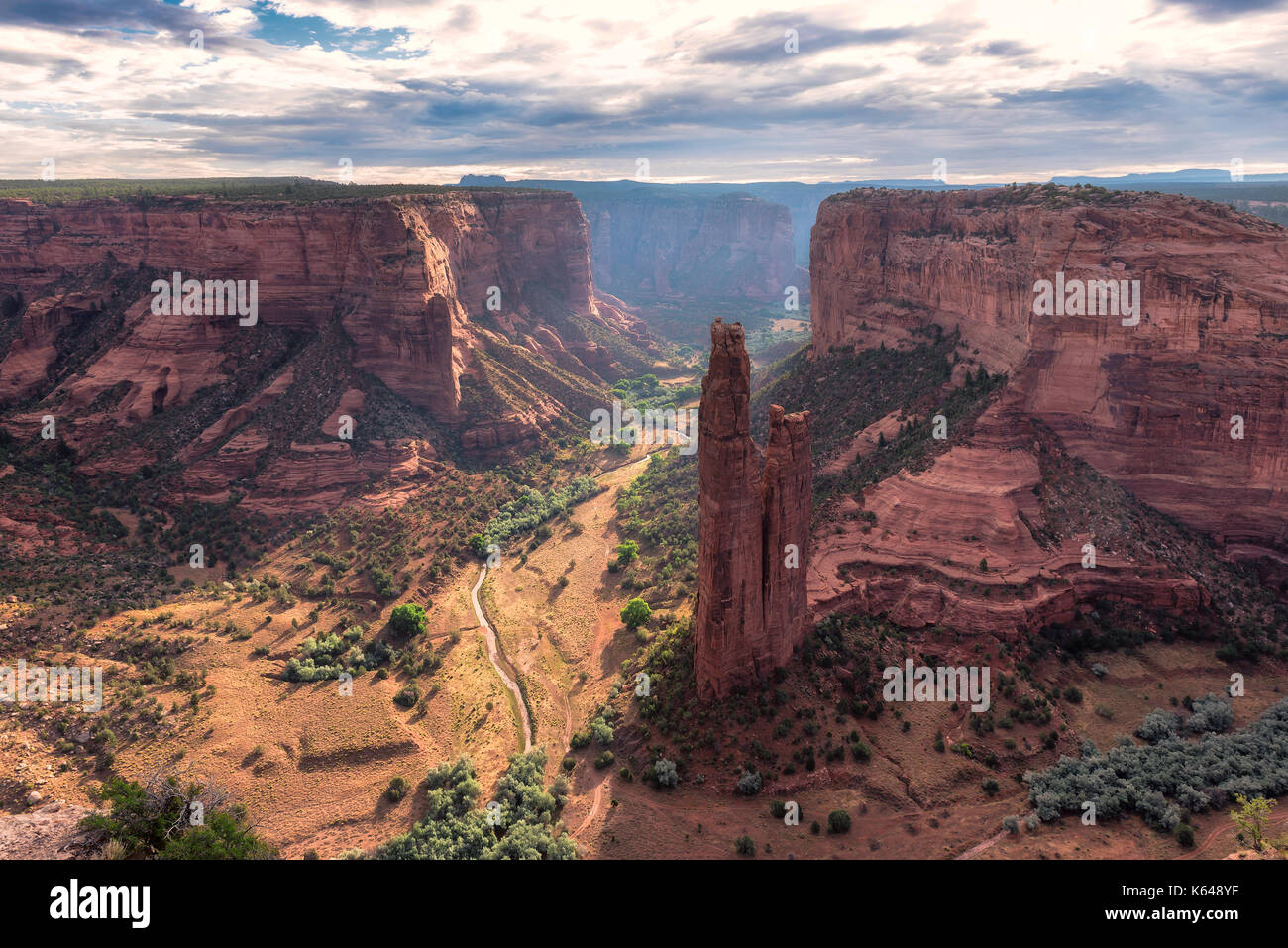 Arizona landscape - Spider Rock at sunrise, Canyon de Chelly Stock ...
