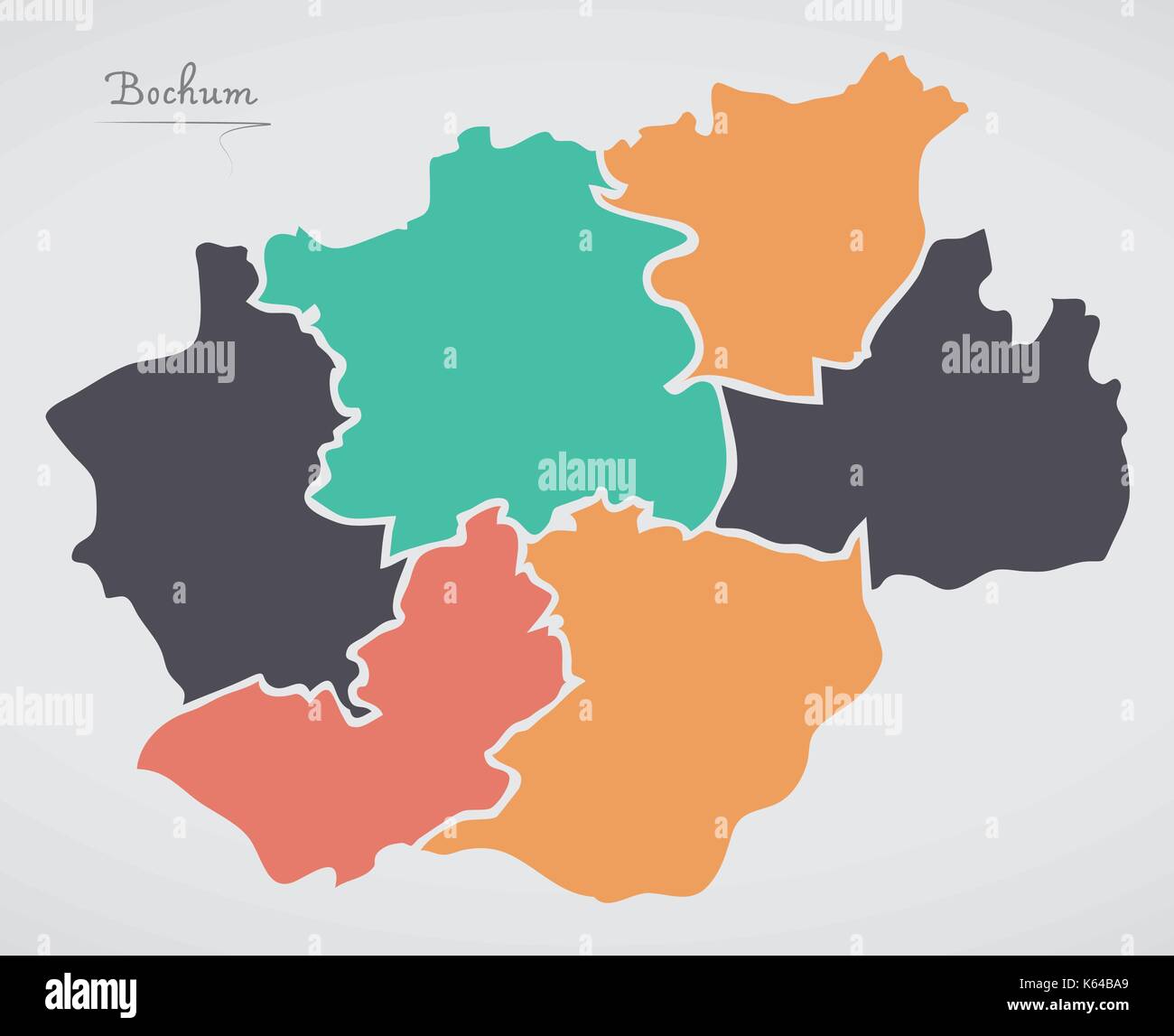 Bochum Map with boroughs and modern round shapes Stock Vector Image & Art - Alamy