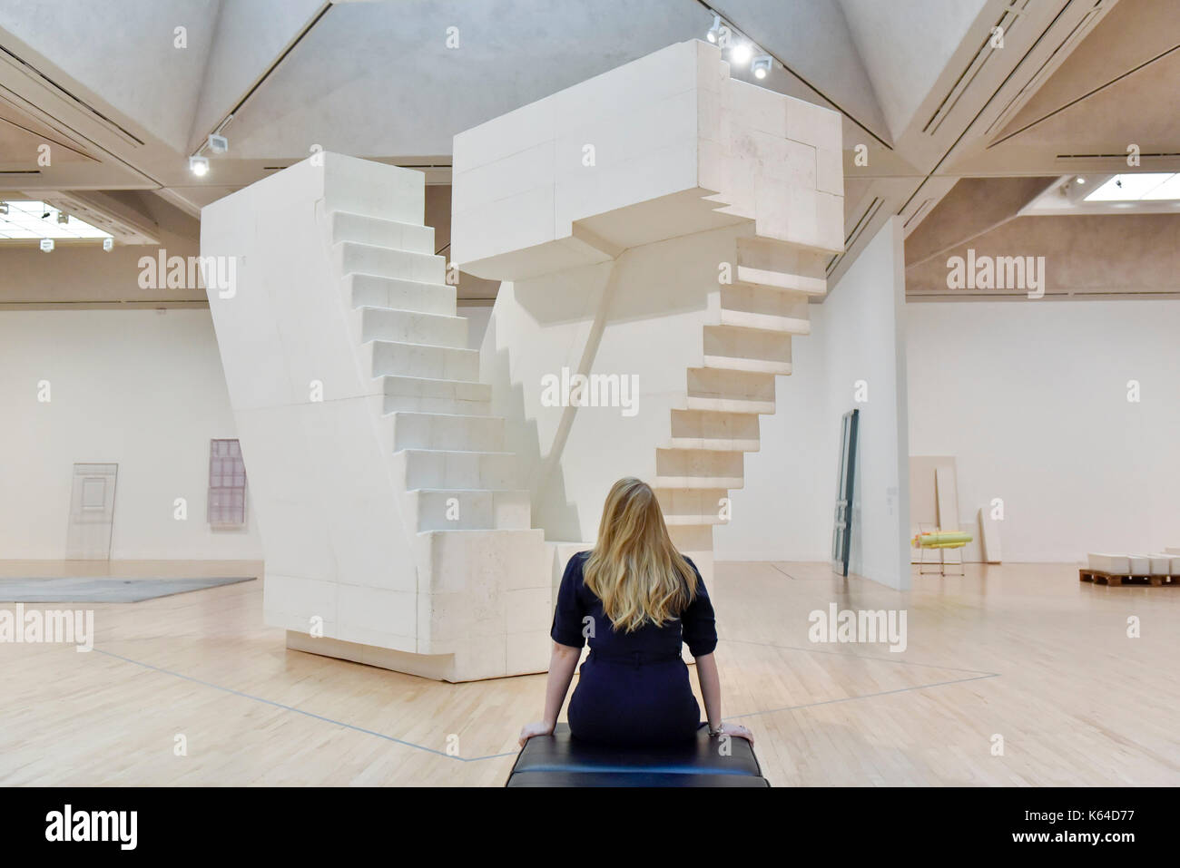 London, UK. 11th Sep, 2017. A staff member views "Untitled (Stairs ...