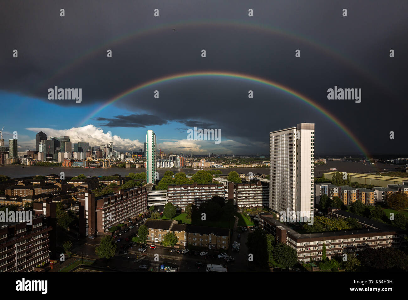 London, UK. 11th Sep, 2017. UK Weather: Massive colourful double ...