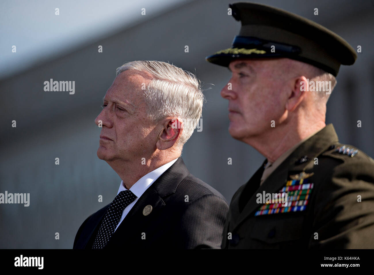 Jim Mattis, U.S. Secretary of Defense, left, and General Joseph Dunford, Chairman of the Joint ...
