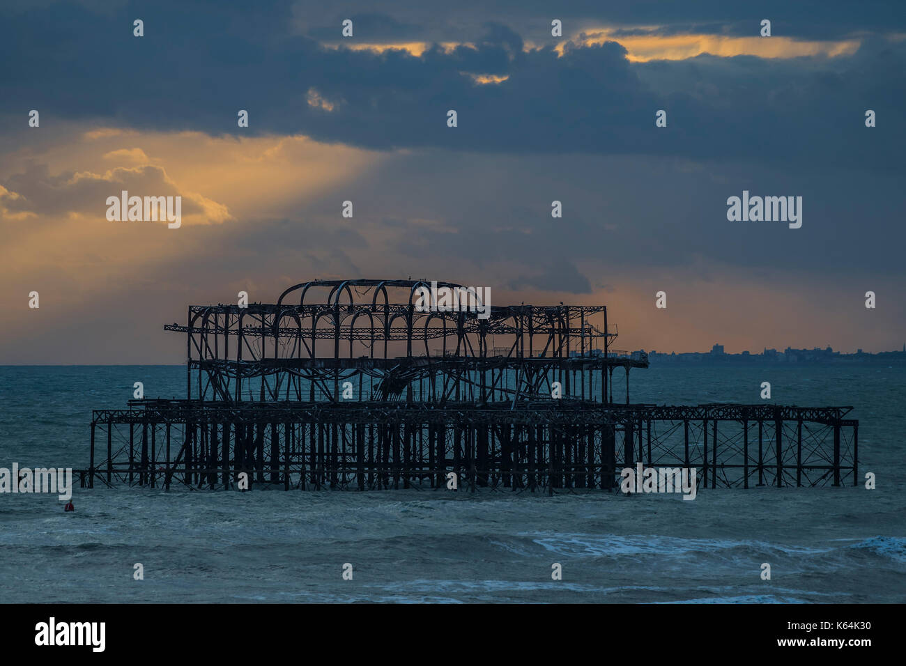 Brighton, UK. 11th Sep, 2017. UK Weather. The sunset breaks through the ...