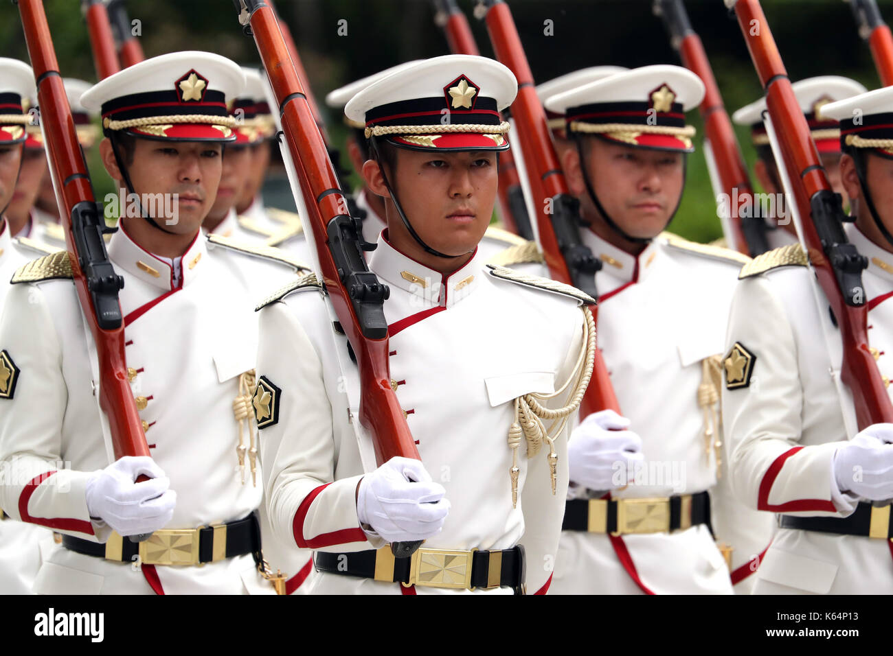 Tokyo, Japan. 11th Sep, 2017. Japanese honor guards march at the ...
