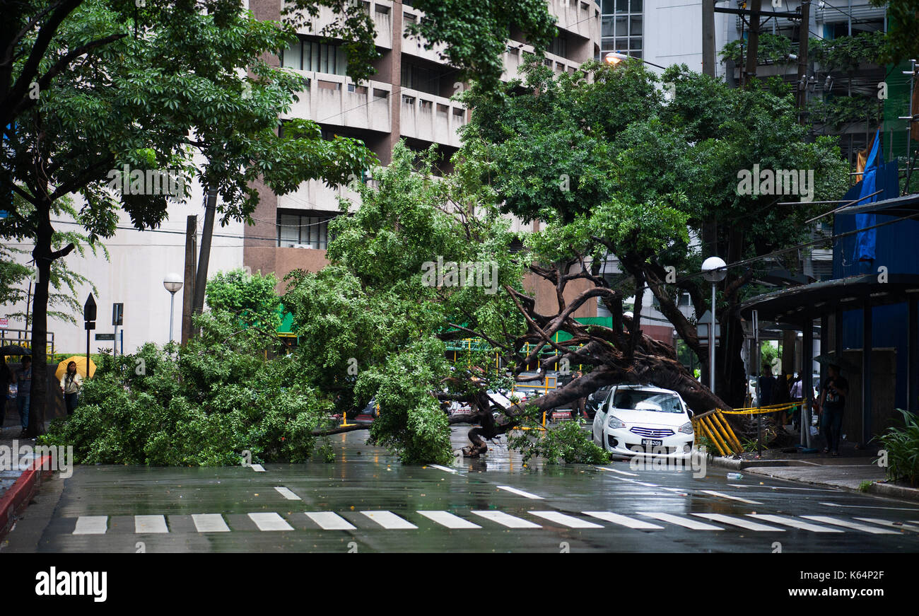 Makati, Manila, Philippines, 12 September 2017. Typhoon Maring brings ...