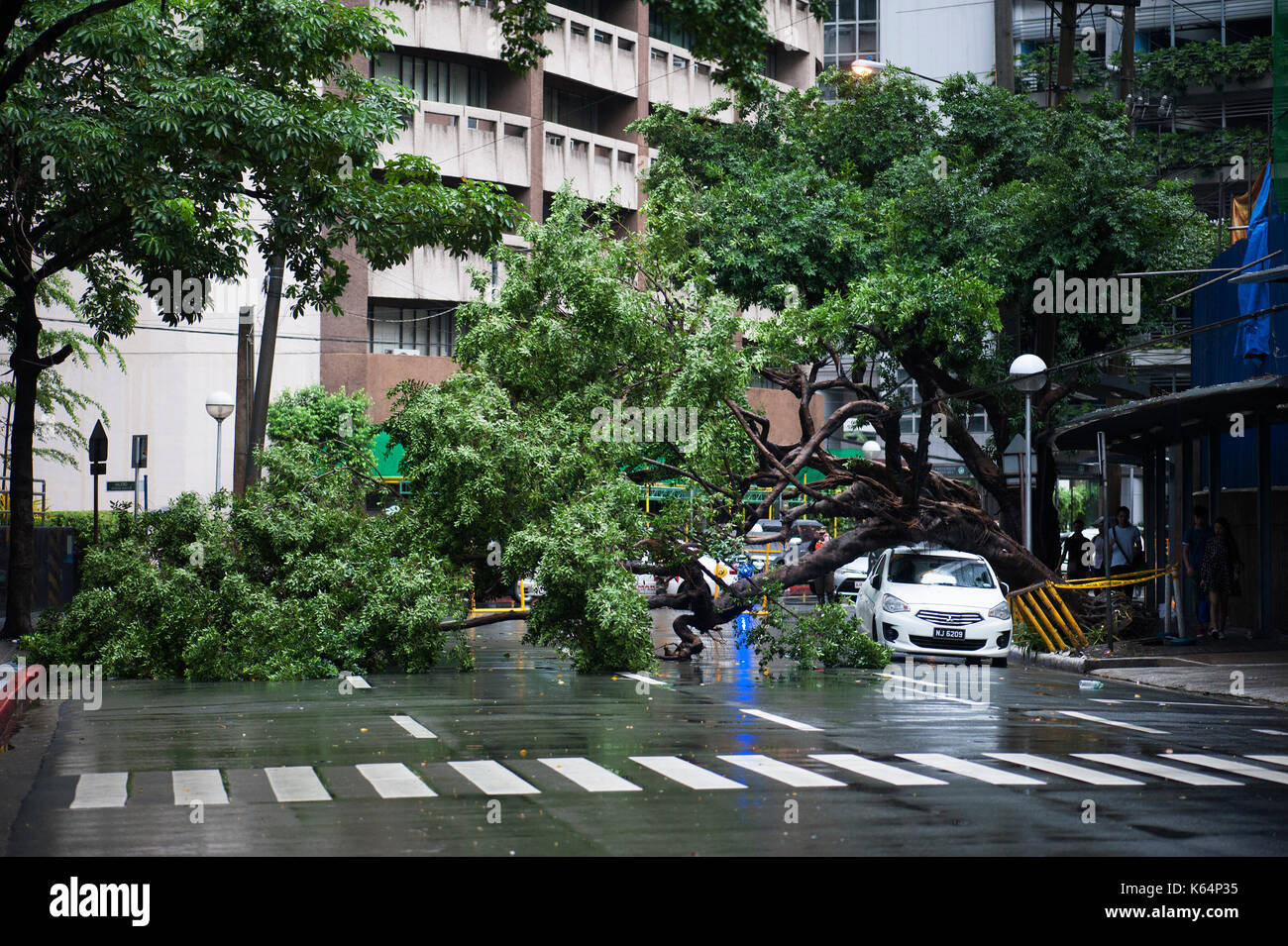 Makati, Manila, Philippines, 12 September 2017. Typhoon Maring brings ...