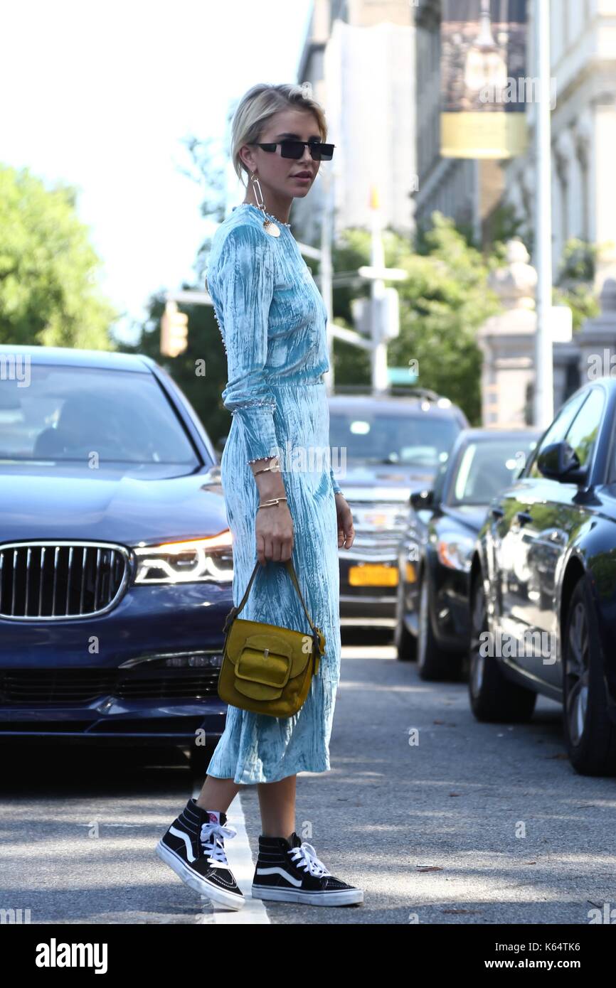 New York City, USA. 08th Sep, 2017. Blogger Caroline Daur posing on the street during New York ...