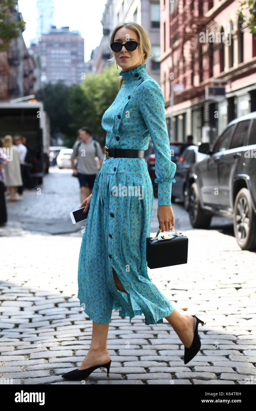 Mary Orton posing outside of the Mansur Gavriel runway show during New ...