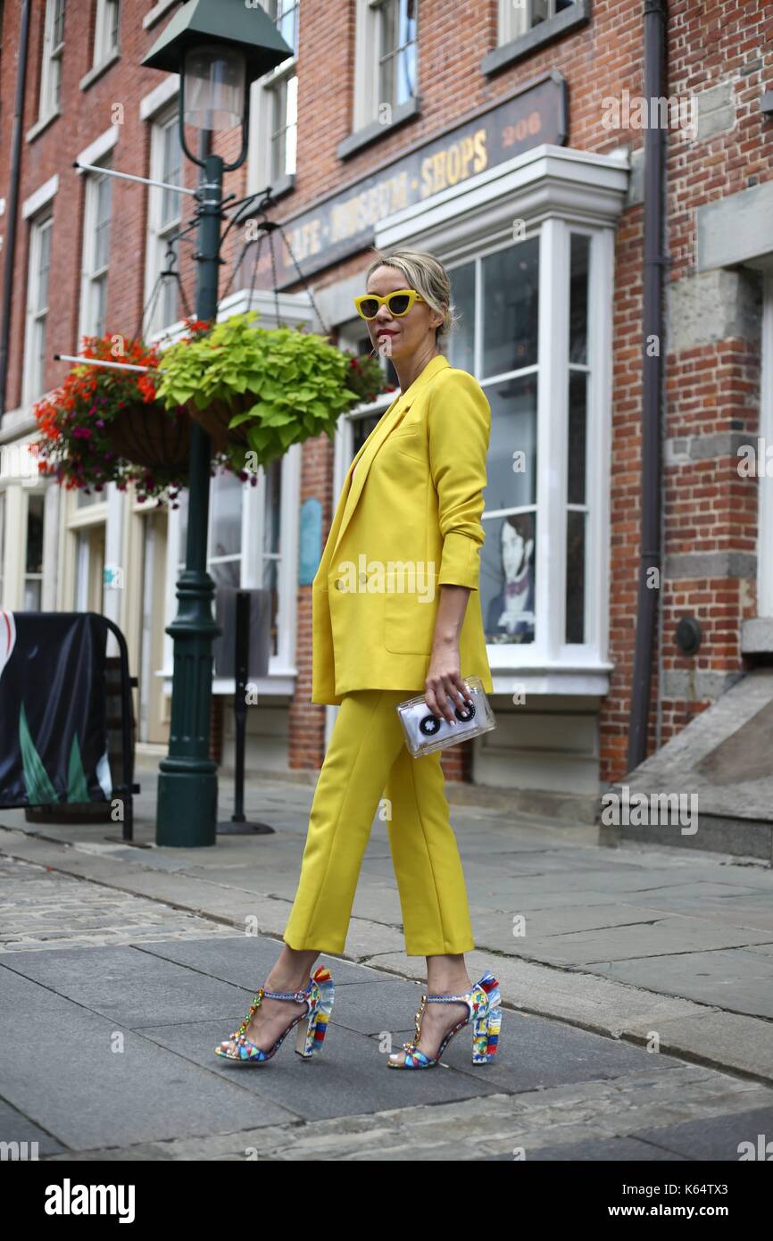 New York City, USA. 08th Sep, 2017. Denisa Palsha posing on the street ...