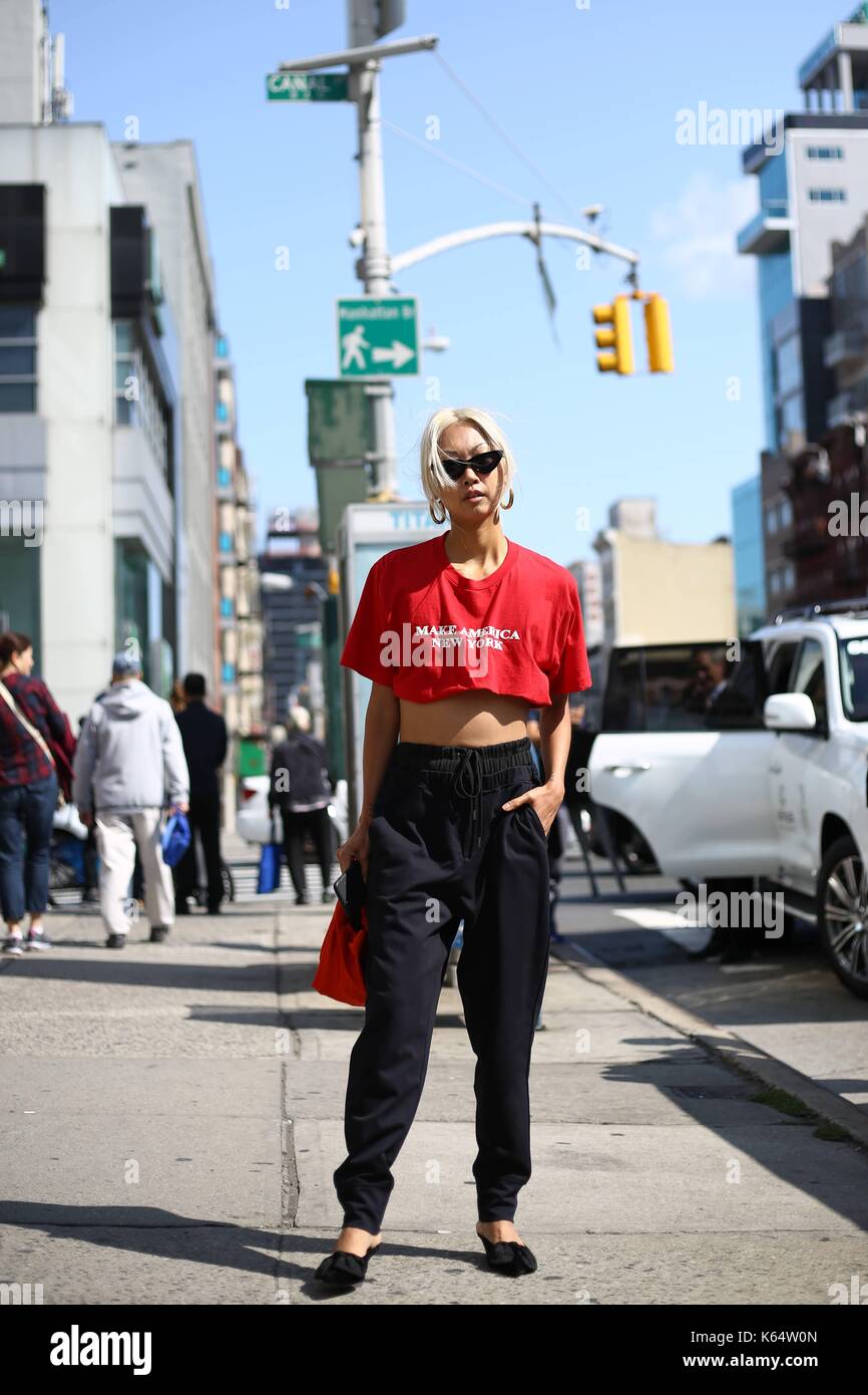 New York City, USA. 10th Sep, 2017. Blogger Vanessa Hong posing outside ...
