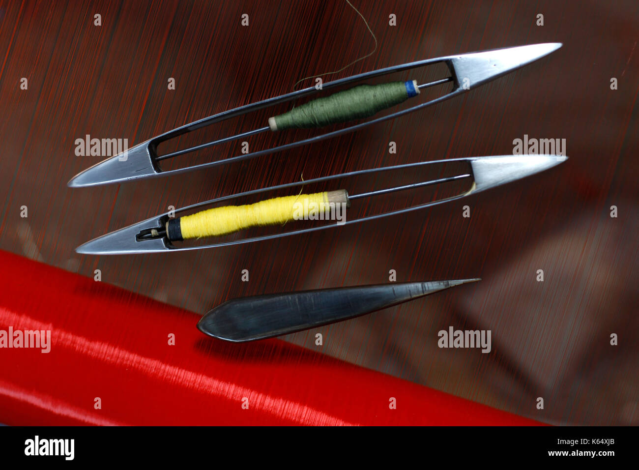 Jamdani weaving tools on display. Jamdani is a superfine handloom ...