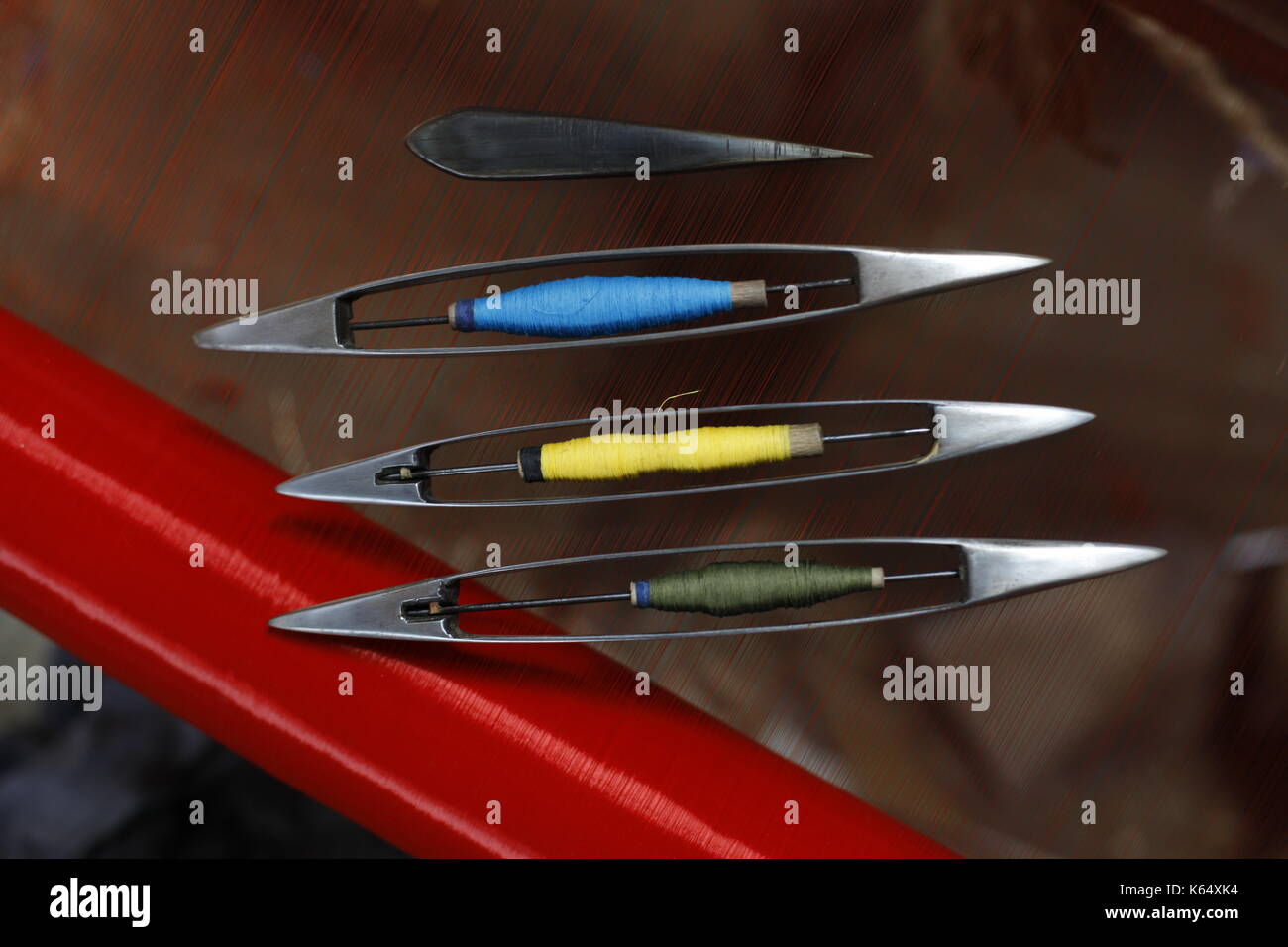 Jamdani weaving tools on display. Jamdani is a superfine handloom ...