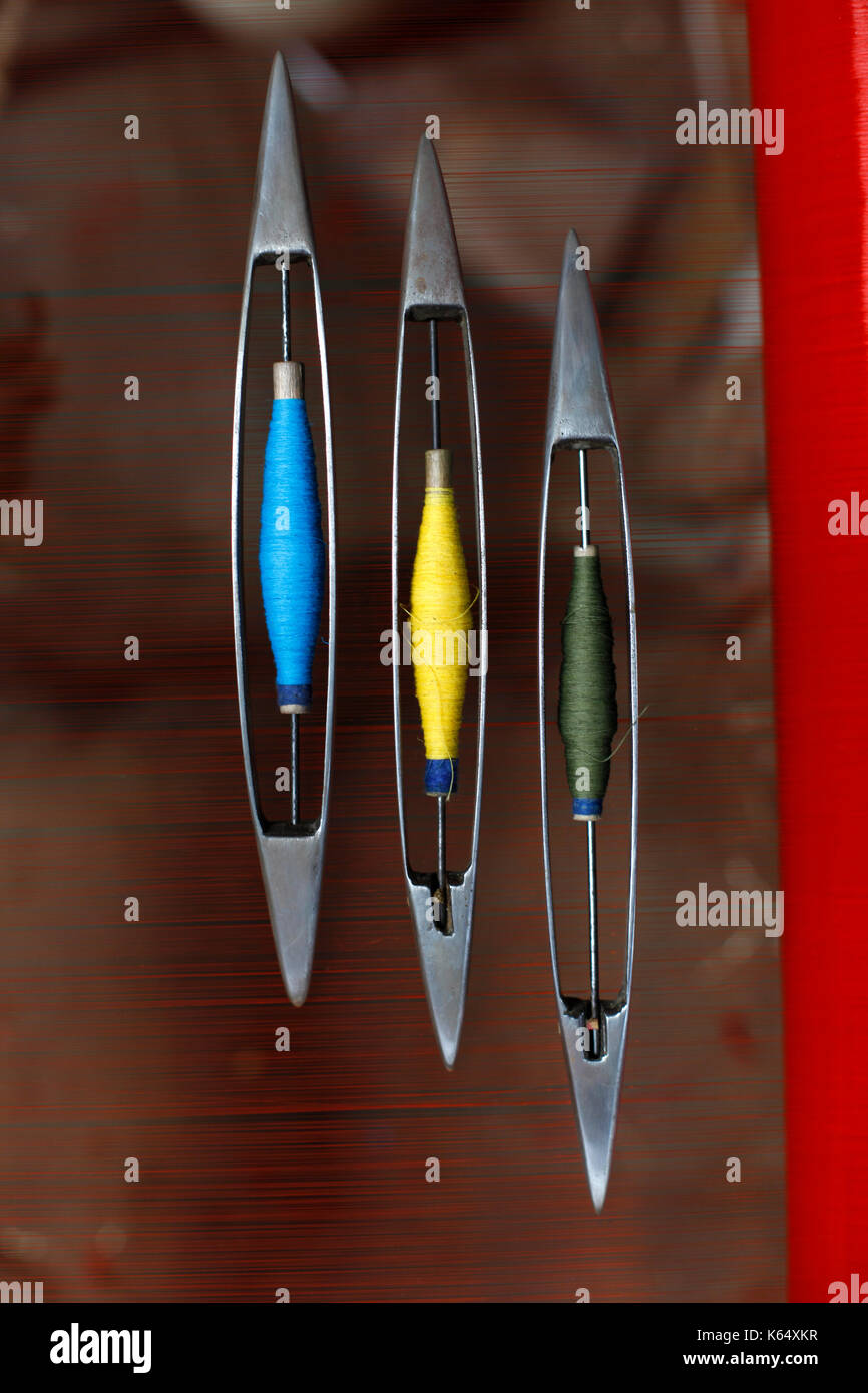 Jamdani weaving tools on display. Jamdani is a superfine handloom ...