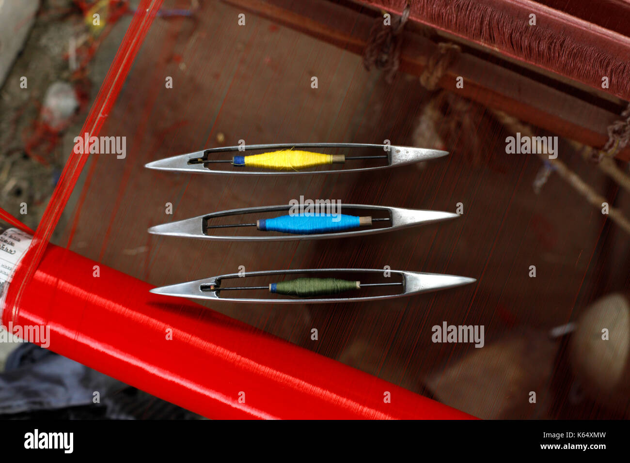 Jamdani weaving tools on display. Jamdani is a superfine handloom ...