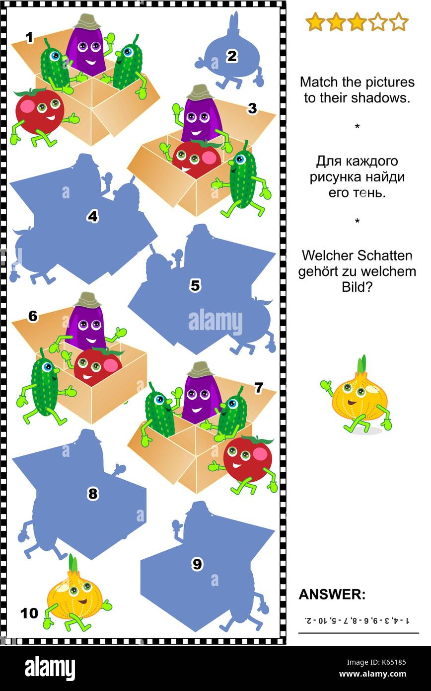 Visual puzzle with cute packaged vegetable characters - cucumbers ...